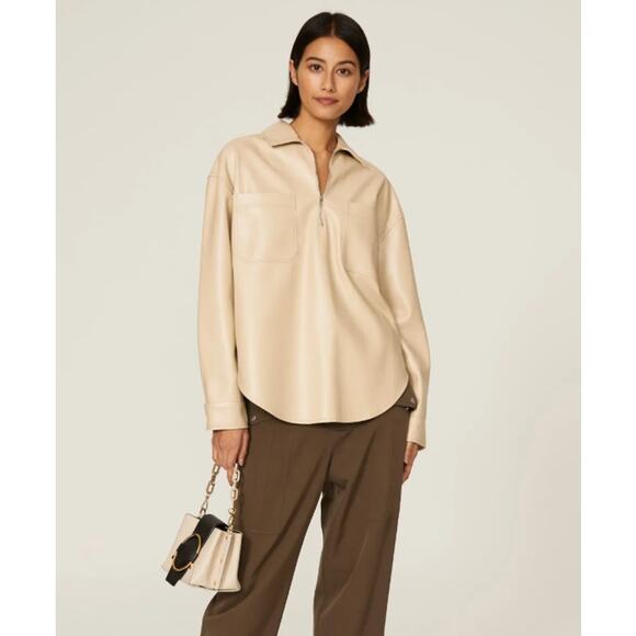 SAYLOR | Tops | Saylor Womens Remi Faux Leather Top Small Brownbeige ...